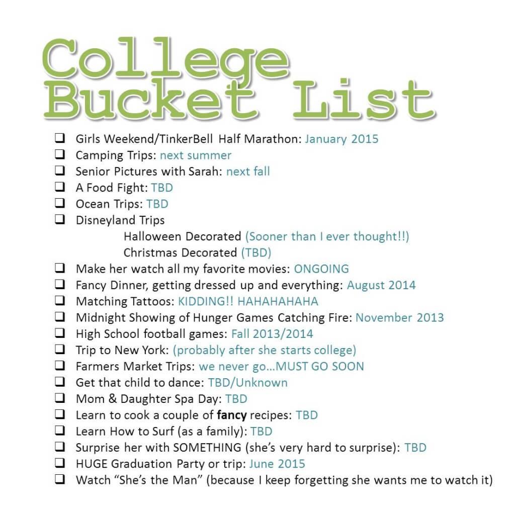Our College Bucket List Life Of Jill